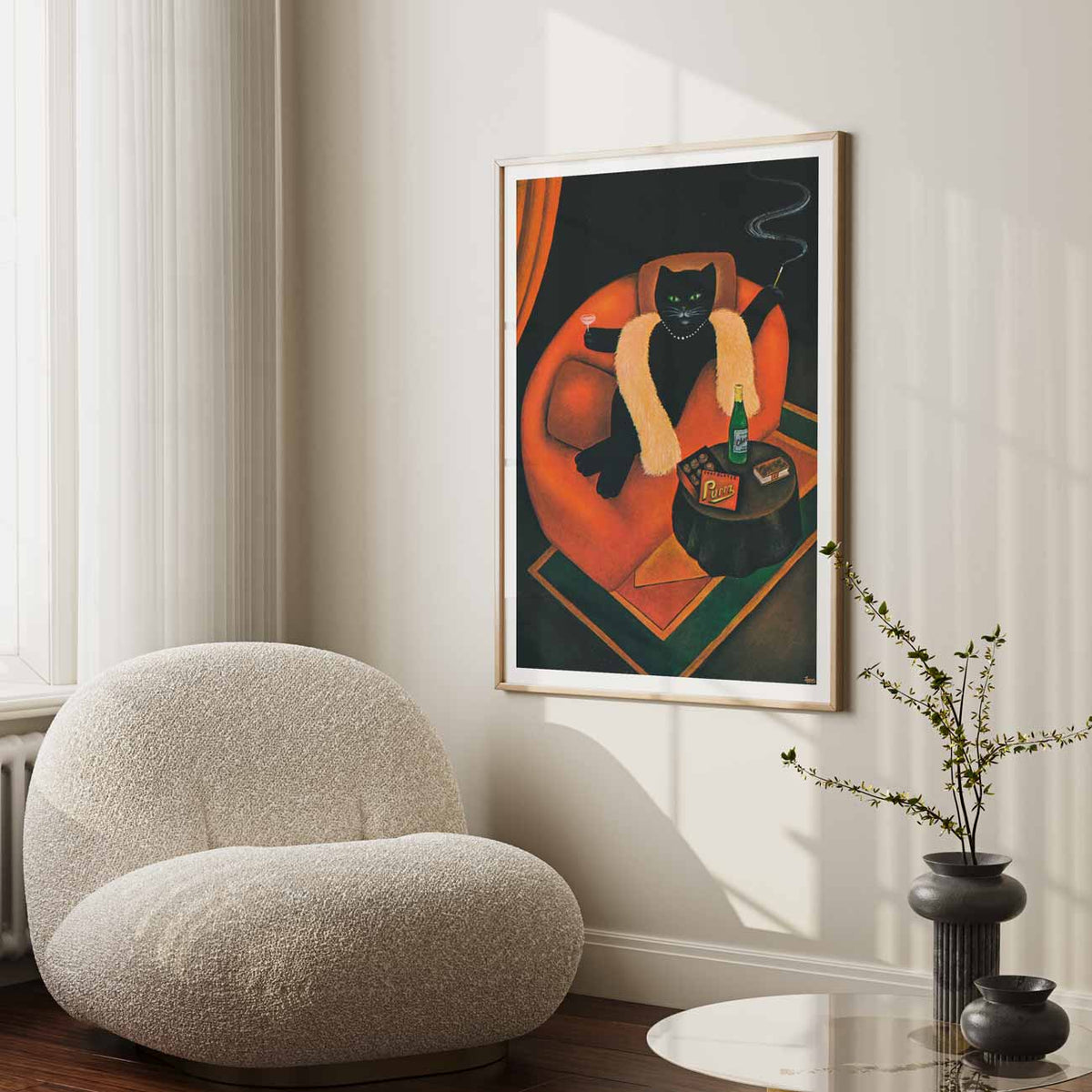Cat in Sofa Art Print by Martin Leman. Original 1980 – NeonTalk