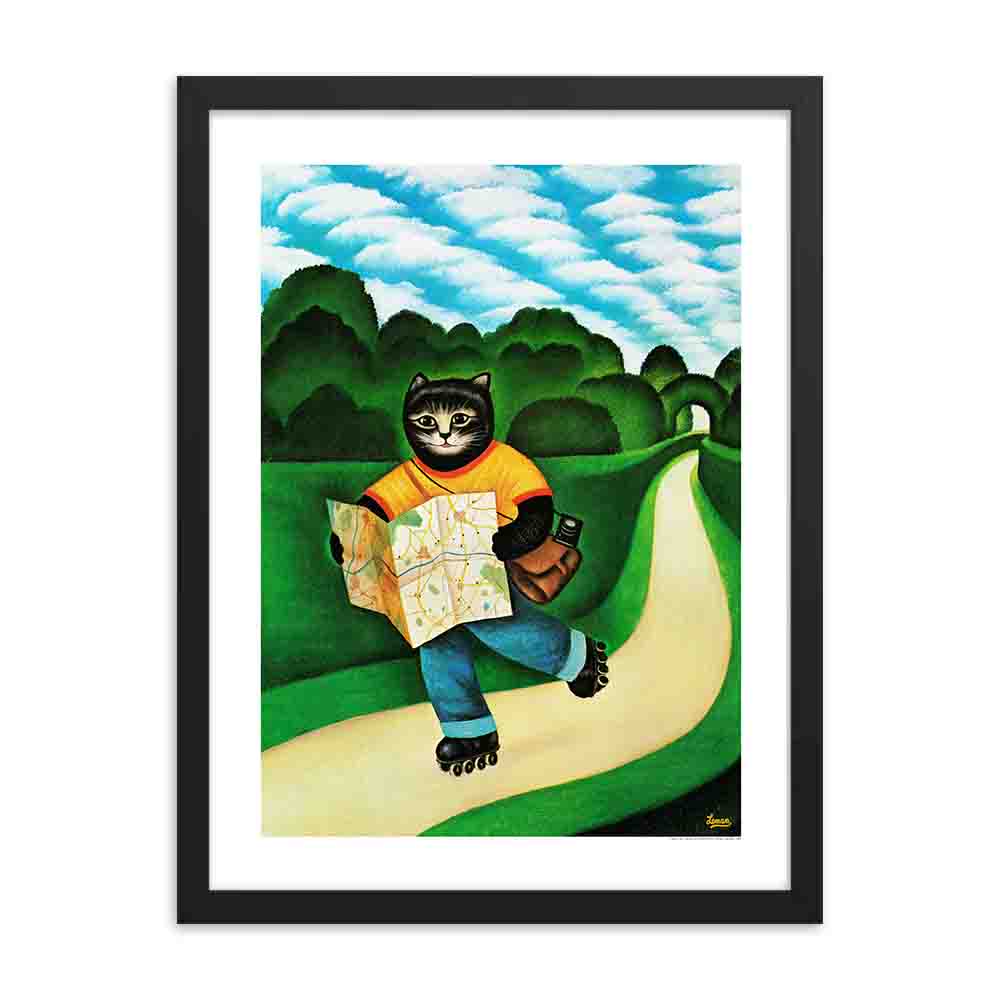Roller Skate Cat Art Print by Martin Leman. Original 1980 – NeonTalk